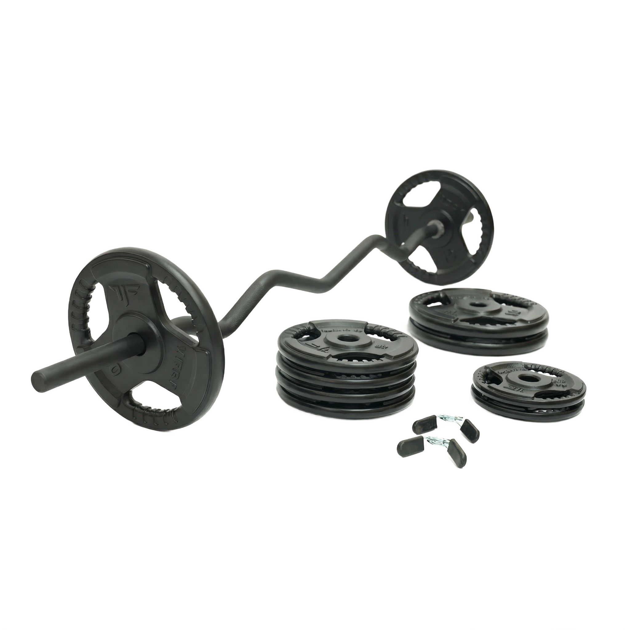 Mega Fitness - 1" Standard Steel Plate 75lbs Set with Curl Bar – The ...